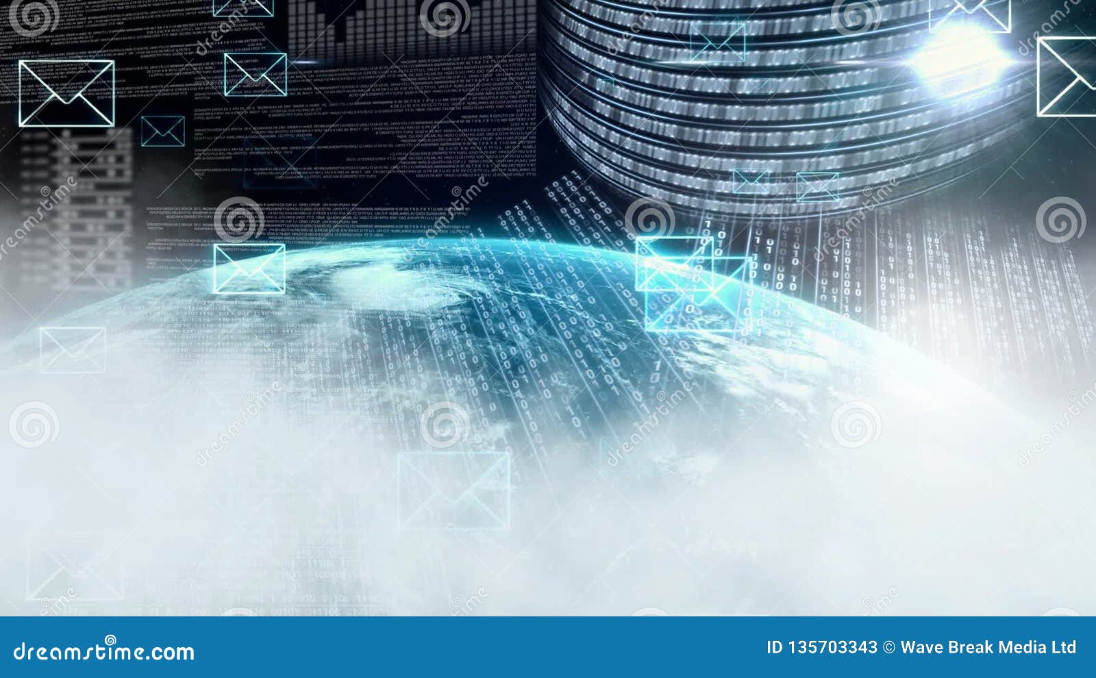 Digital Animation of Message Symbols and Computer Coding Stock Video ...