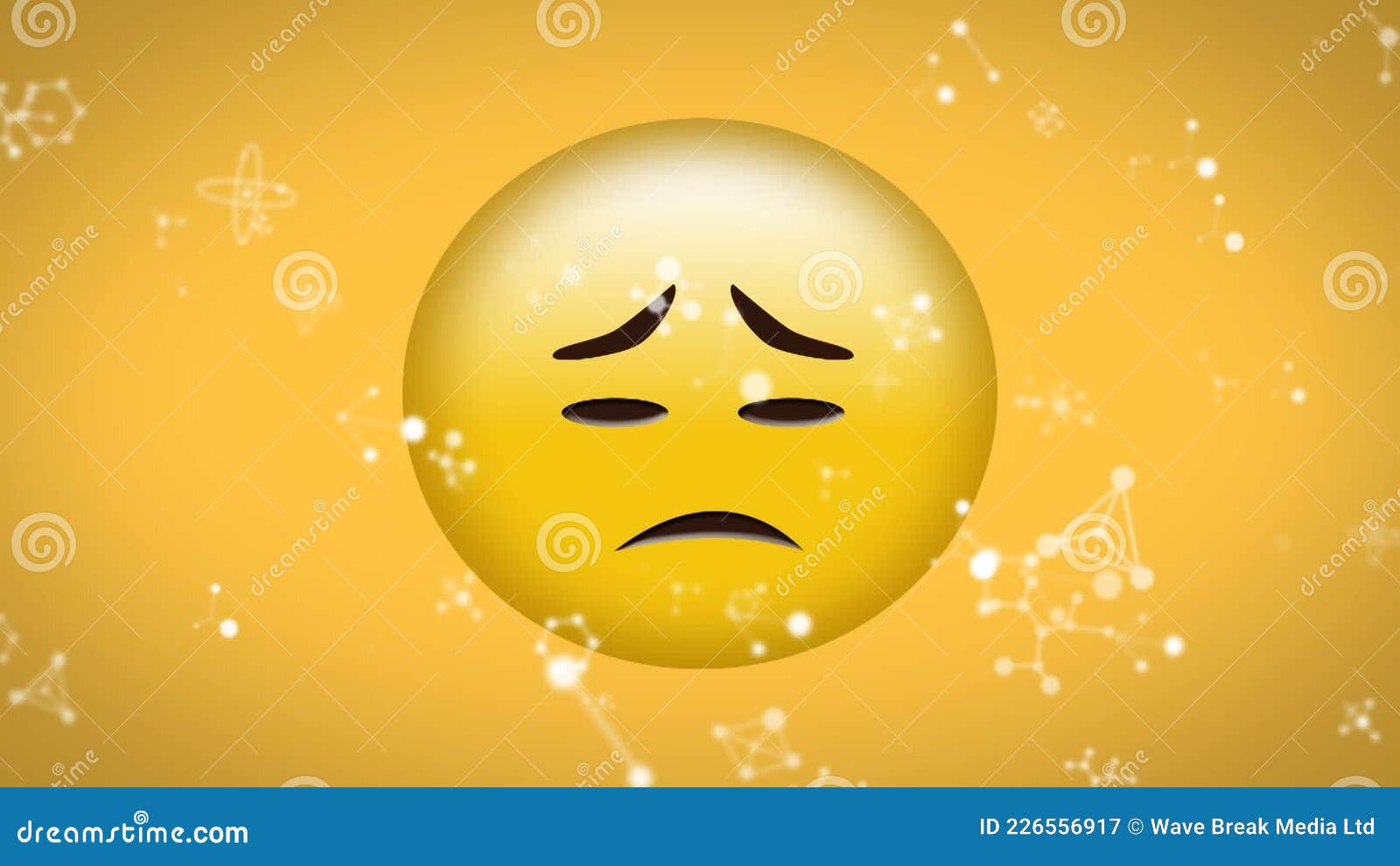 No People Digital Animation Molecular Structure Floating Sad Face Emoji ...