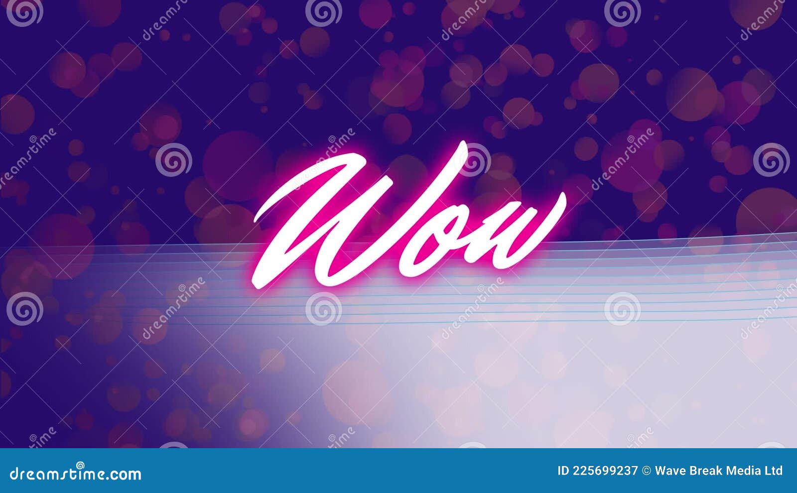 Digital Animation of Neon Pink Wow Text Over Red Spots of Light ...