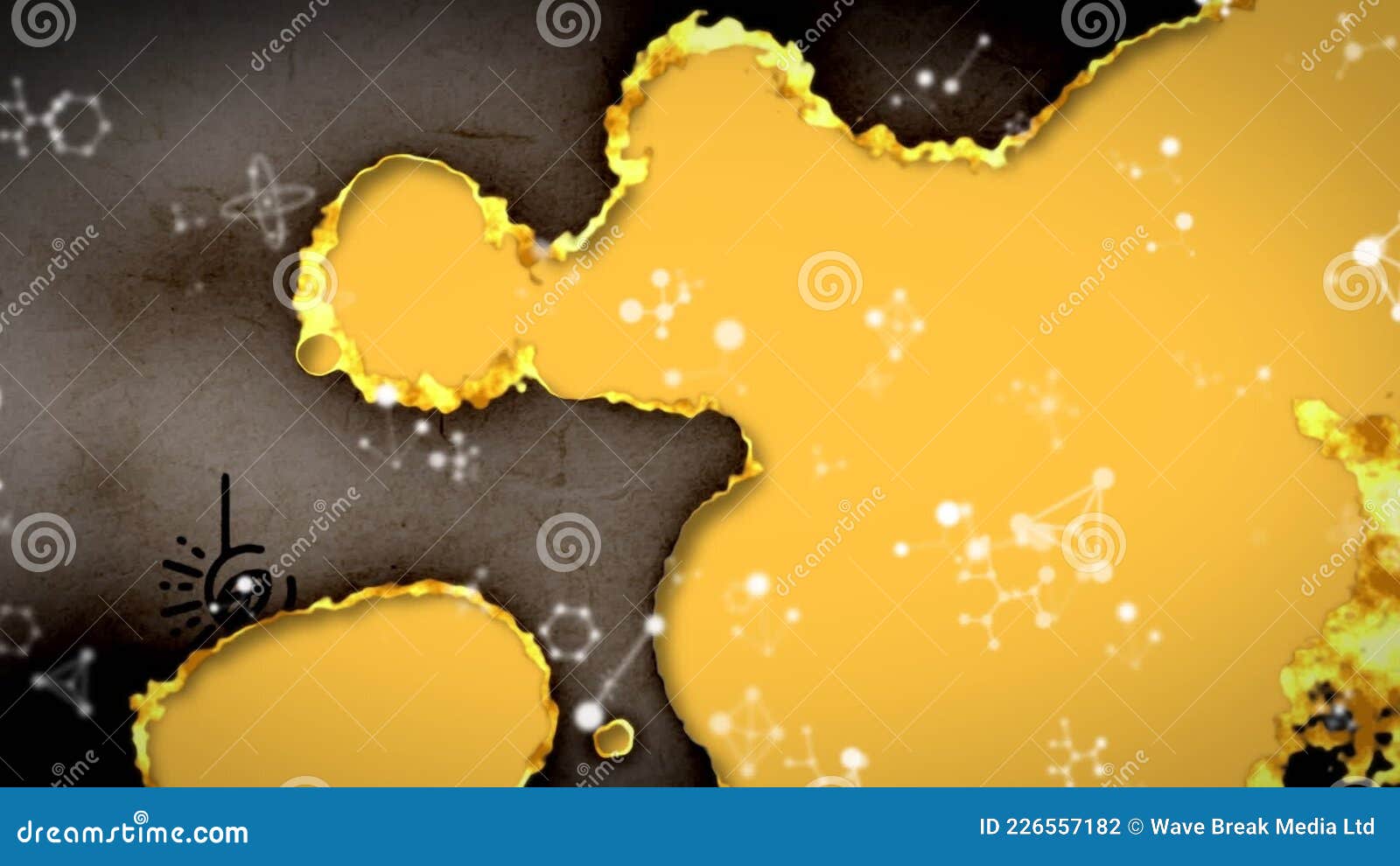 Digital Animation of Paper Burning Over Molecular Structures Floating ...