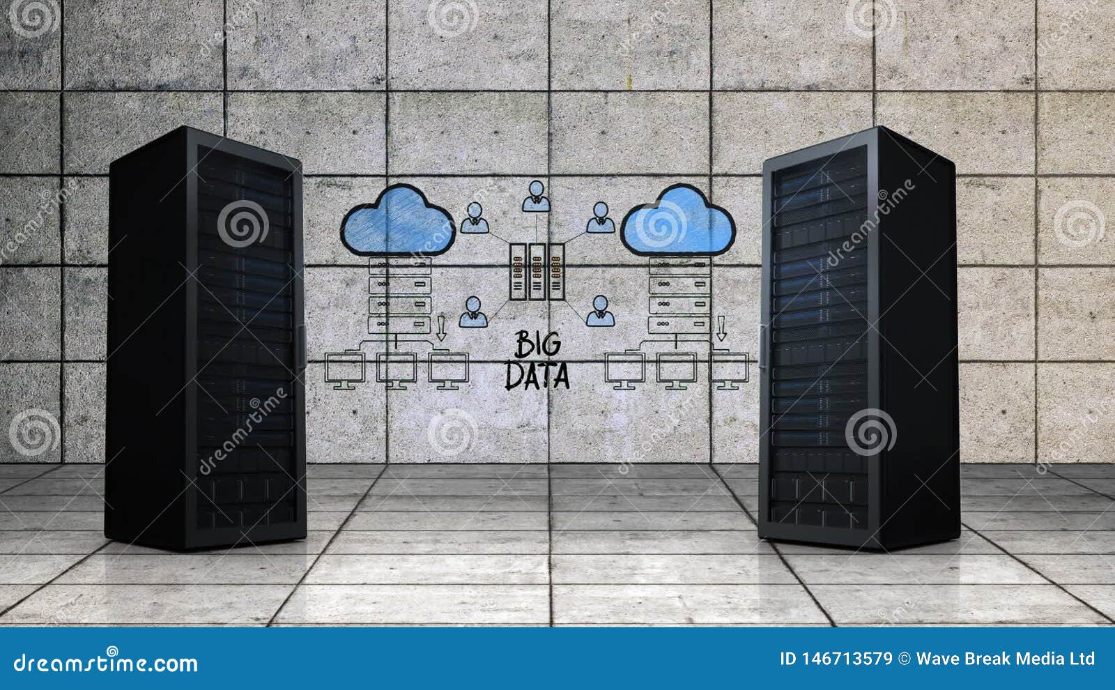 Server Towers Moving with an Explanation Drawing of Big Data Stock ...