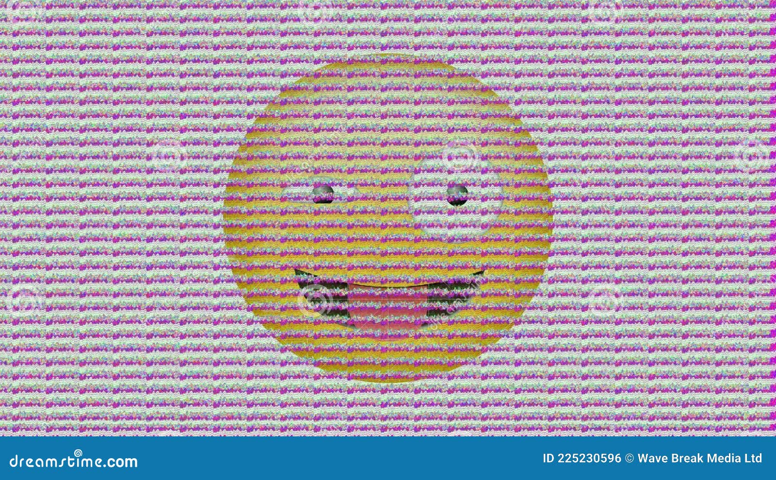 Digital Animation of Tv Static Effect Over Silly Face Emoji on Grey ...