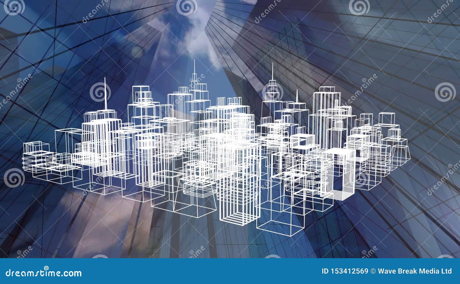 Virtual and real buildings stock video. Video of futuristic - 153412569