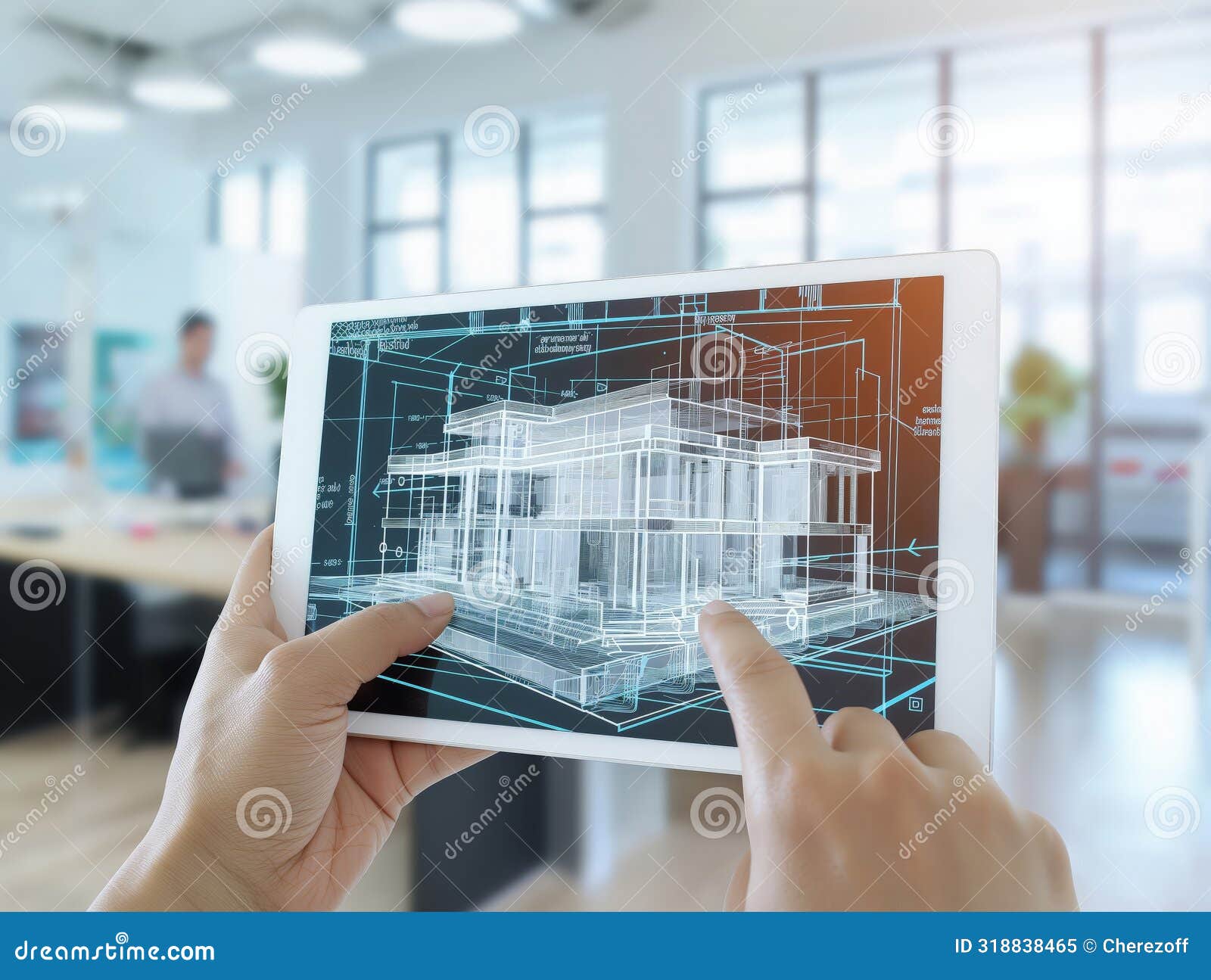Digital Architectural Design on Tablet in Modern Office Stock Image ...