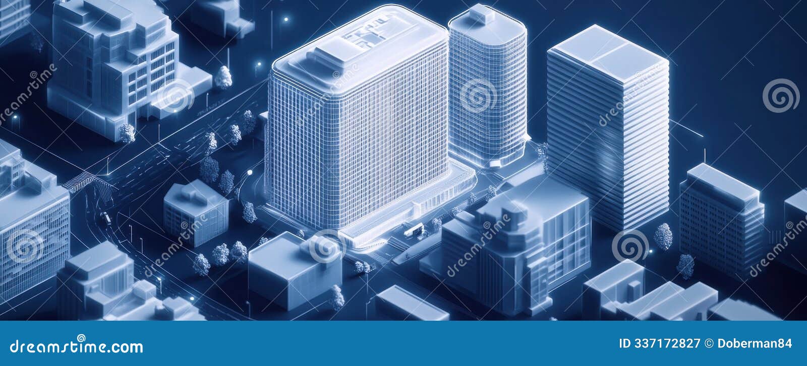 Digital Architecture Concept With A Futuristic Building Design On A ...