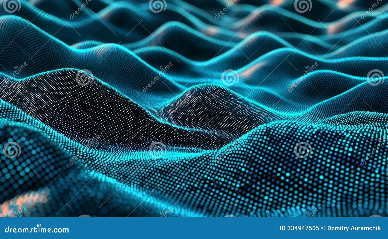 Digital Art Abstract, Blue Dots, Wave Pattern Background, Futuristic ...
