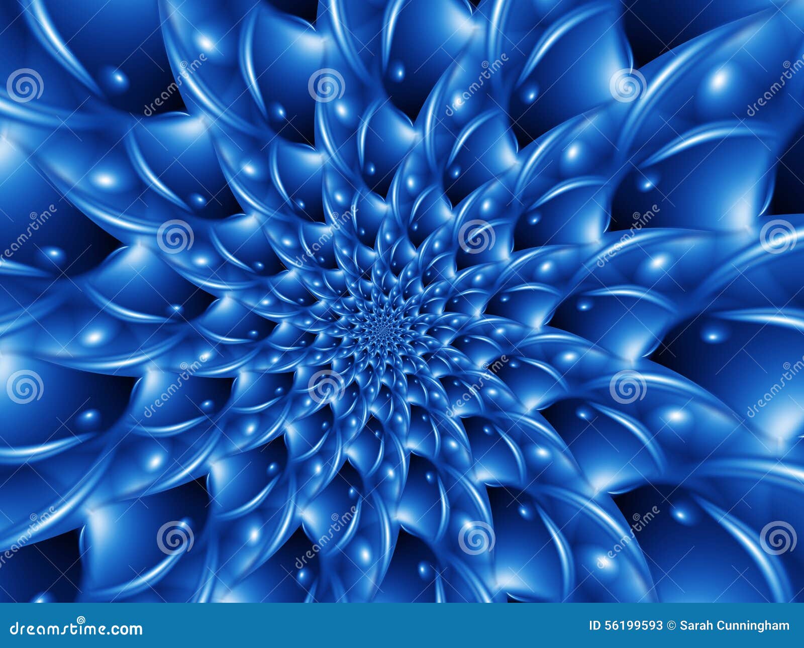 Digital Art Abstract Blue Glossy Spiral Background Stock Illustration ...