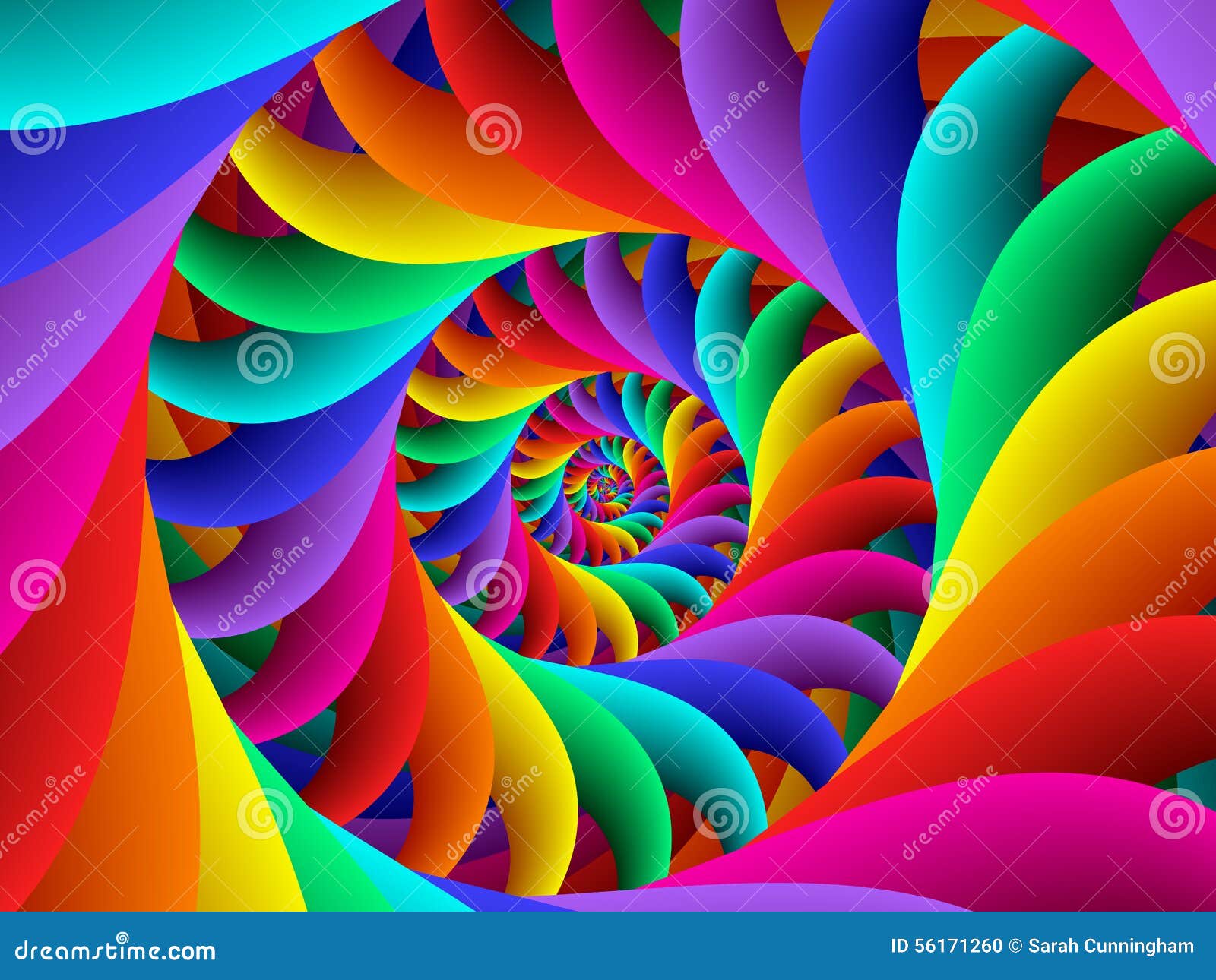 Digital Art Abstract Rainbow Spiral Background Stock Illustration ...