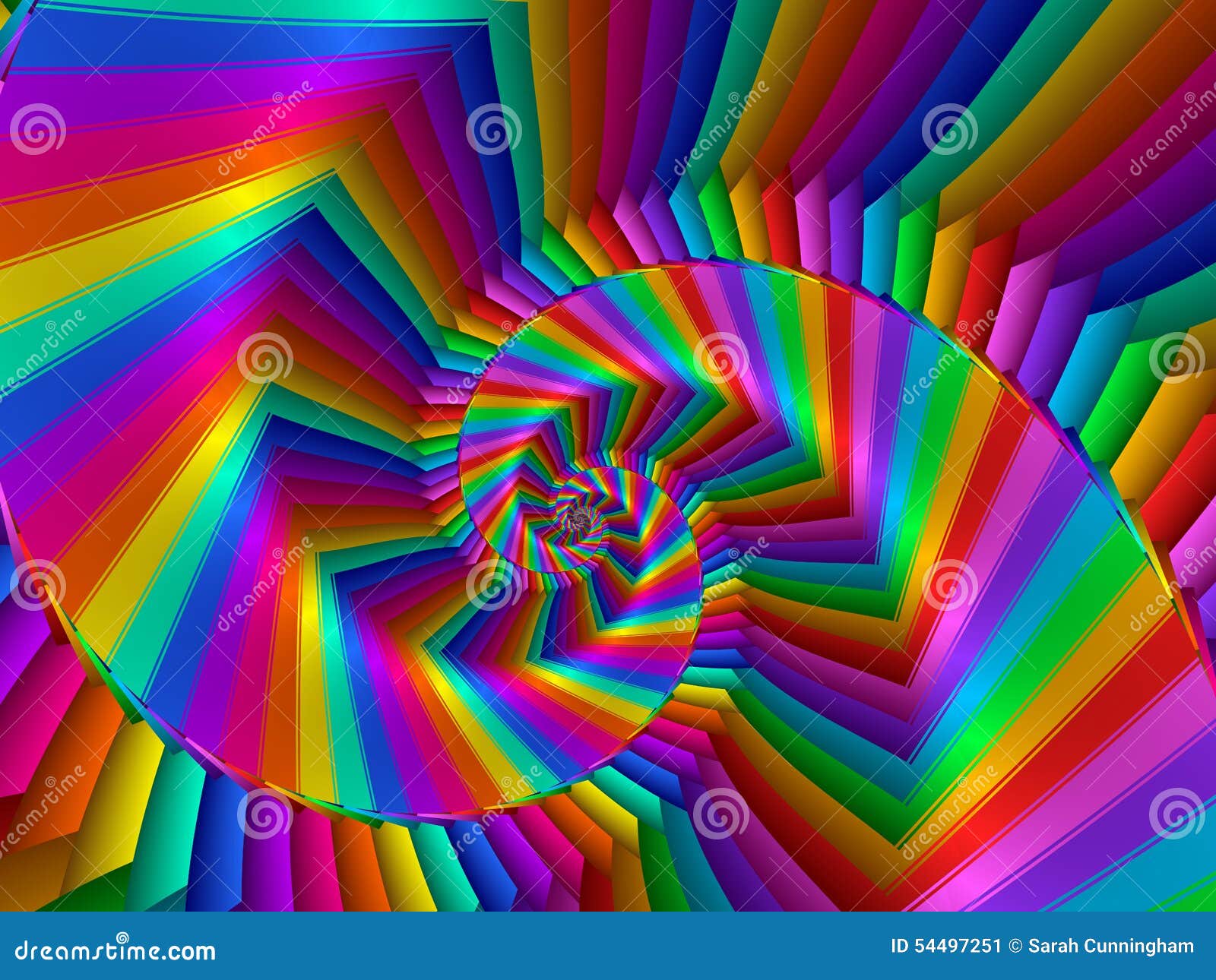 Digital Art Abstract Rainbow Spiral Background Stock Illustration ...