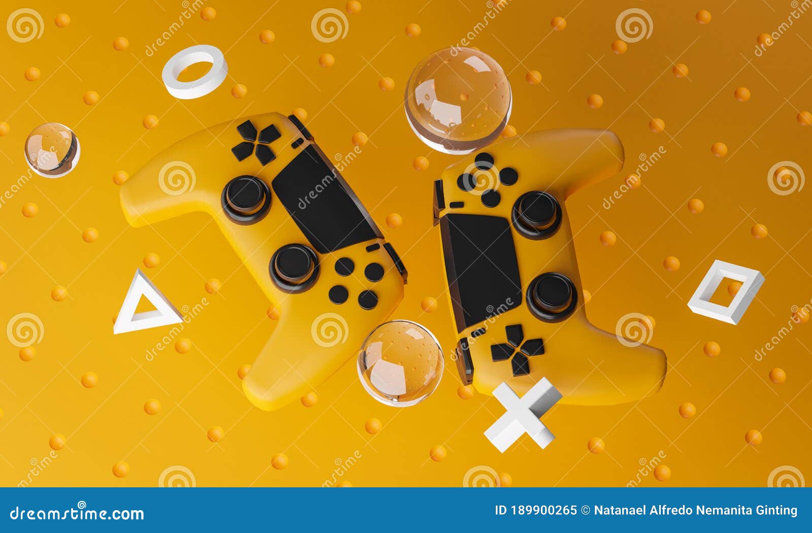 Digital Art of Black Yellow Gamepad Background 3D Rendering Stock ...