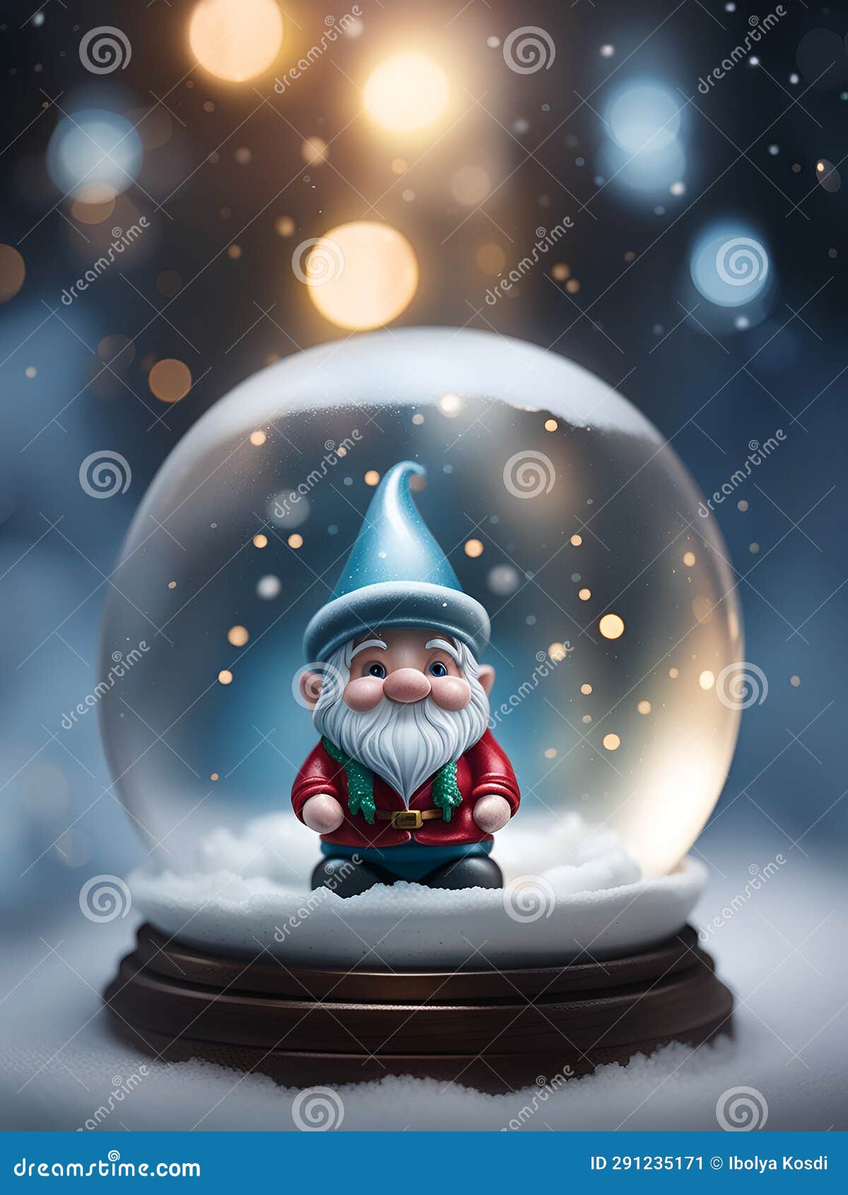 Digital Art of a Christmas Gnome in a Snow Globe Stock Illustration ...