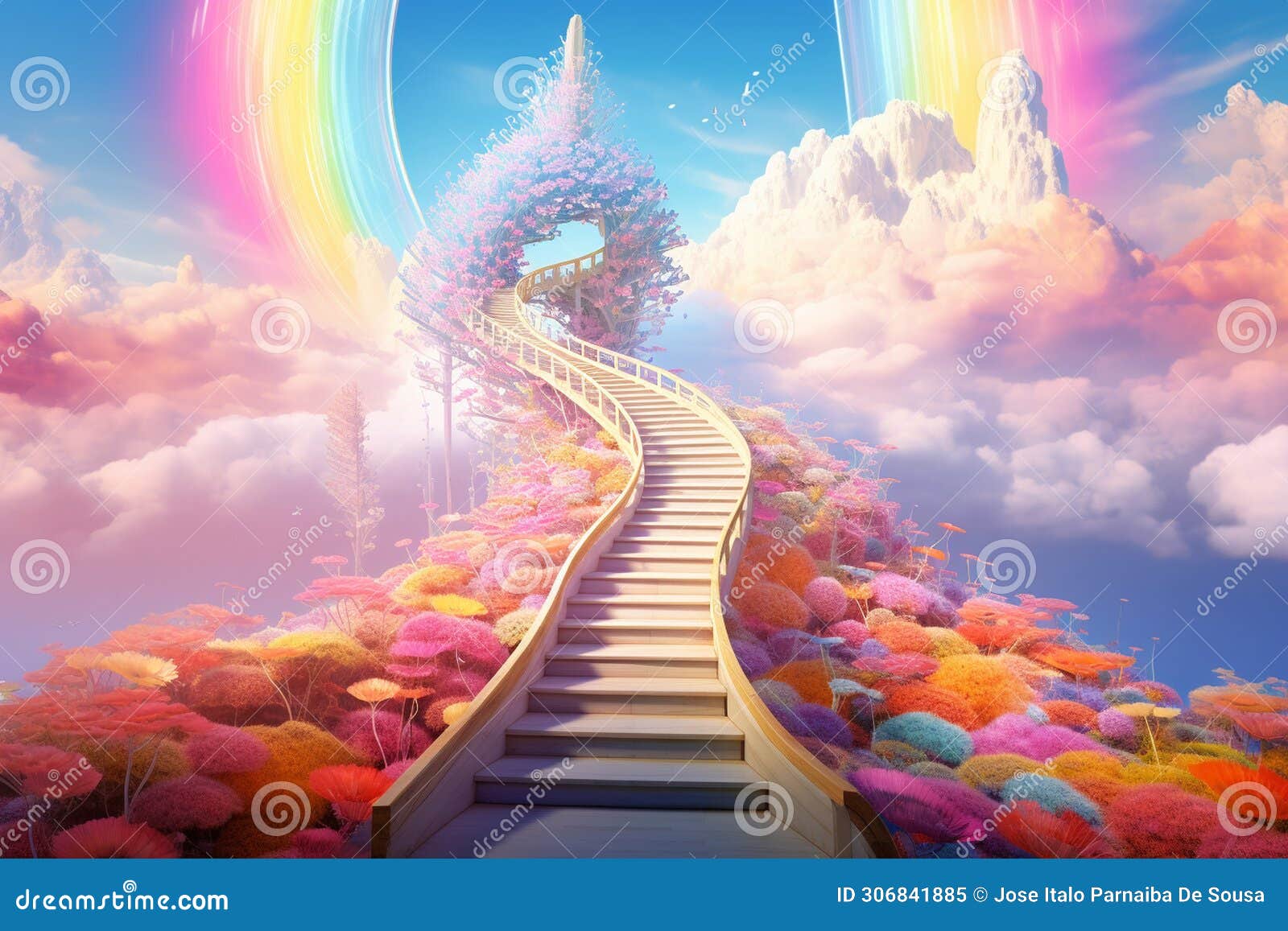 Digital Art Composition of a Rainbow Pathway. Generative Ai Stock ...
