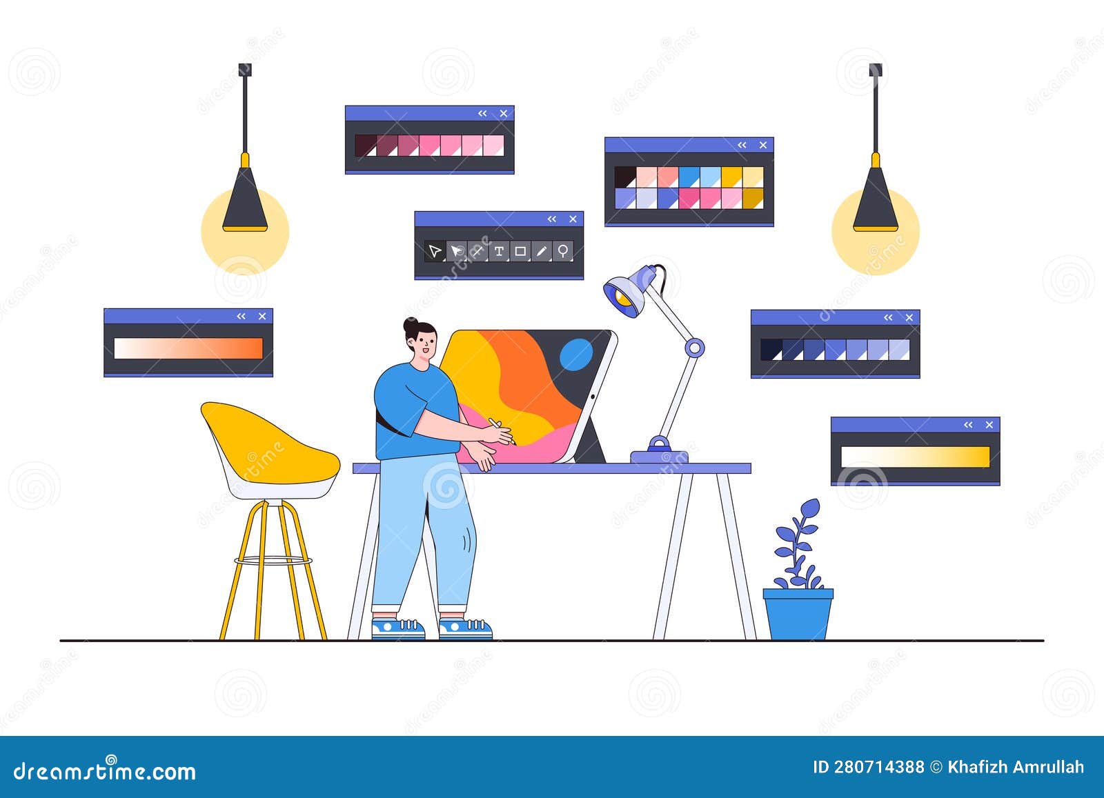 Digital Art and Creative Expression Concept with Person Creating ...