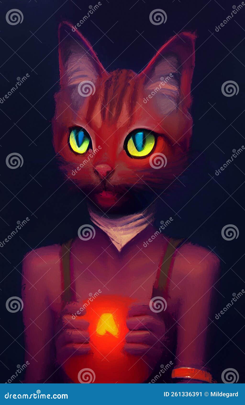 Digital Art of a Cute Antropomorphic Cat Stock Illustration ...