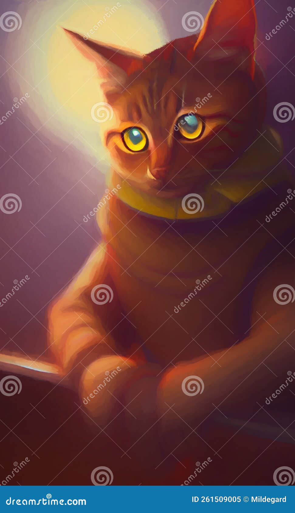 Digital Art of a Cute Antropomorphic Cat Stock Illustration ...