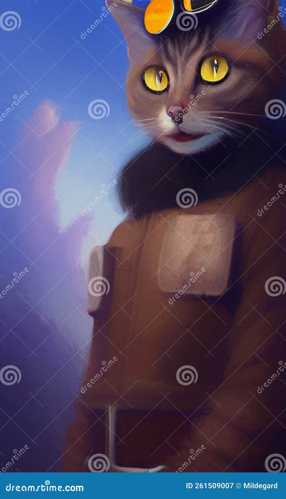 Digital Art Of A Cute Antropomorphic Cat Royalty-Free Stock Photo ...