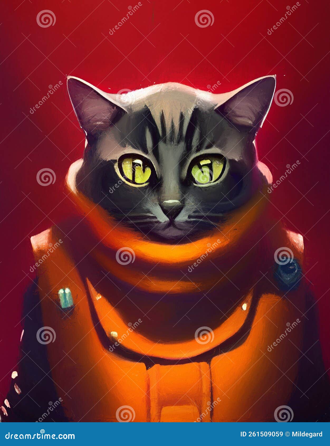 Digital Art of a Cute Antropomorphic Cat Stock Illustration ...