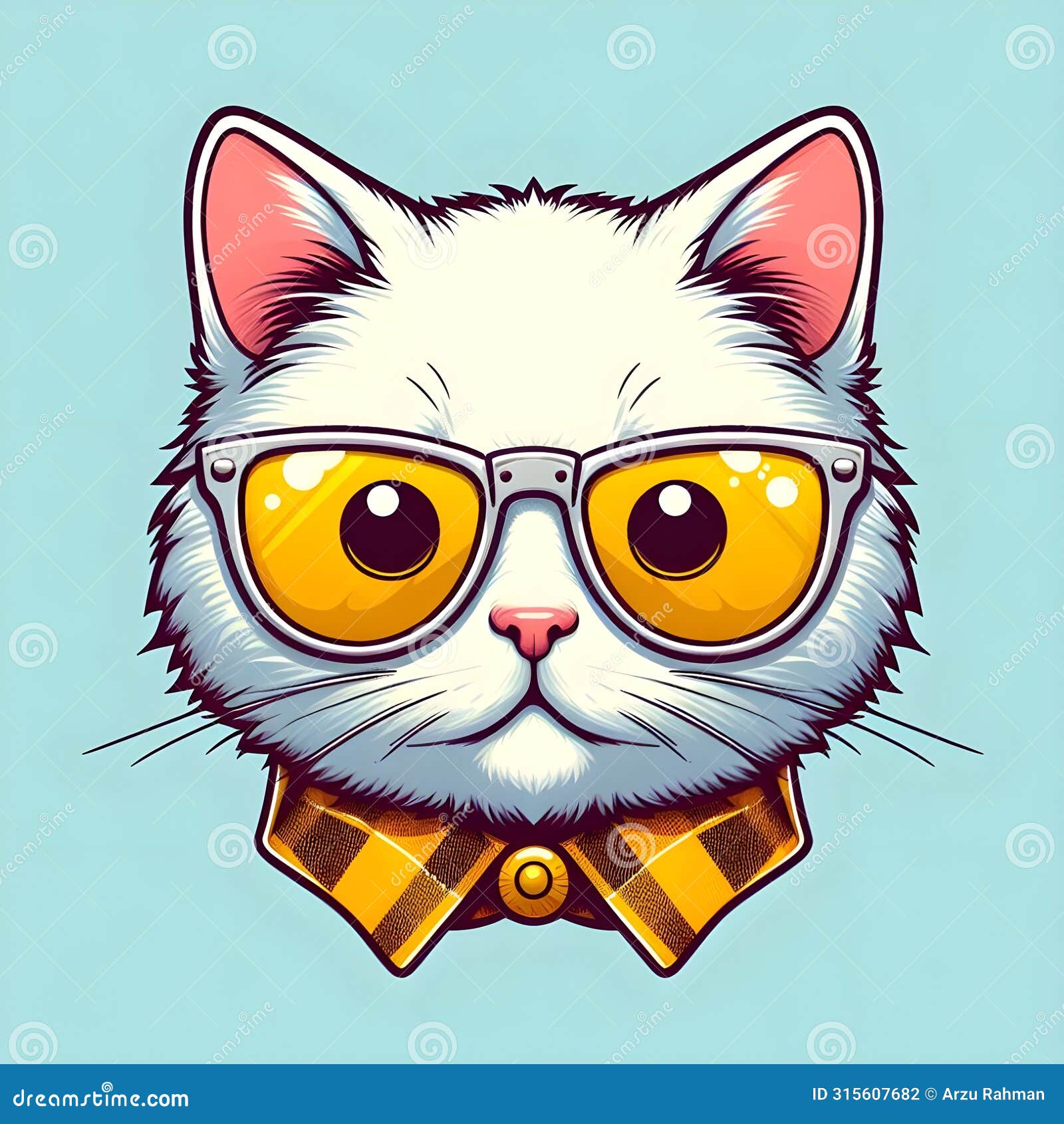 Digital Art of a Cute White Cat Stock Illustration - Illustration of ...