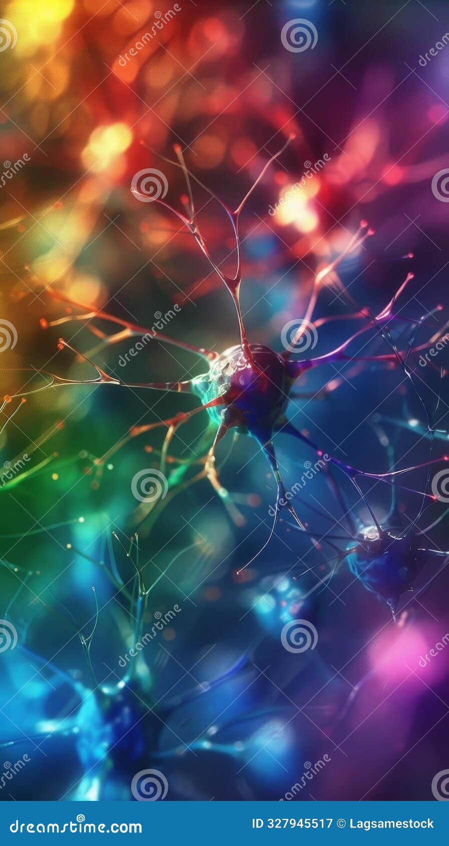 A Digital Art Depiction of Rainbow Colored Neurons Stock Illustration ...