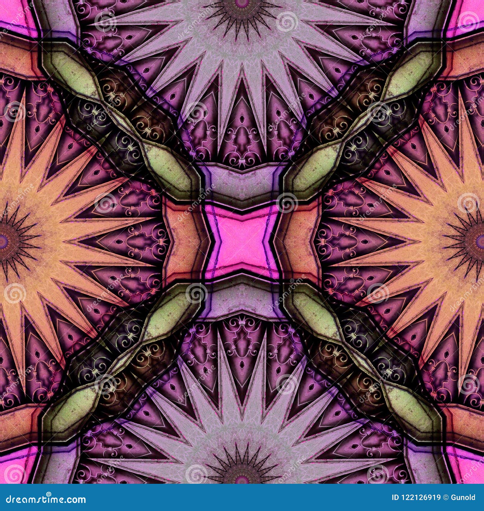 Mysteriously Digital Art Design Of Interlocking Circles And Stars Stock ...