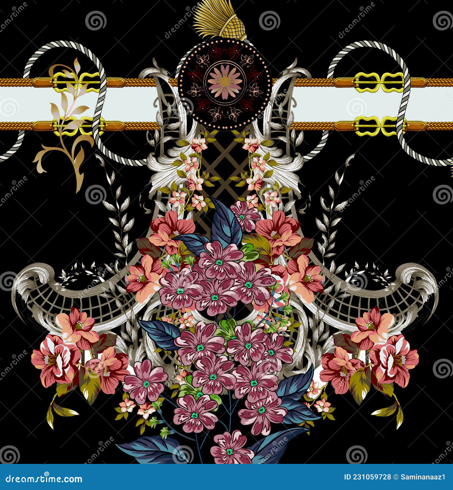 Baroque Textile Design Print Created Stock Illustration - Illustration ...