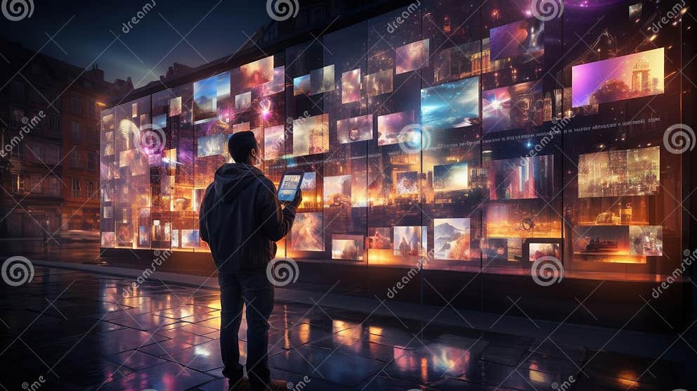 Digital Art Display, Exploring Imaginary Worlds Stock Illustration - Illustration of fantasy ...