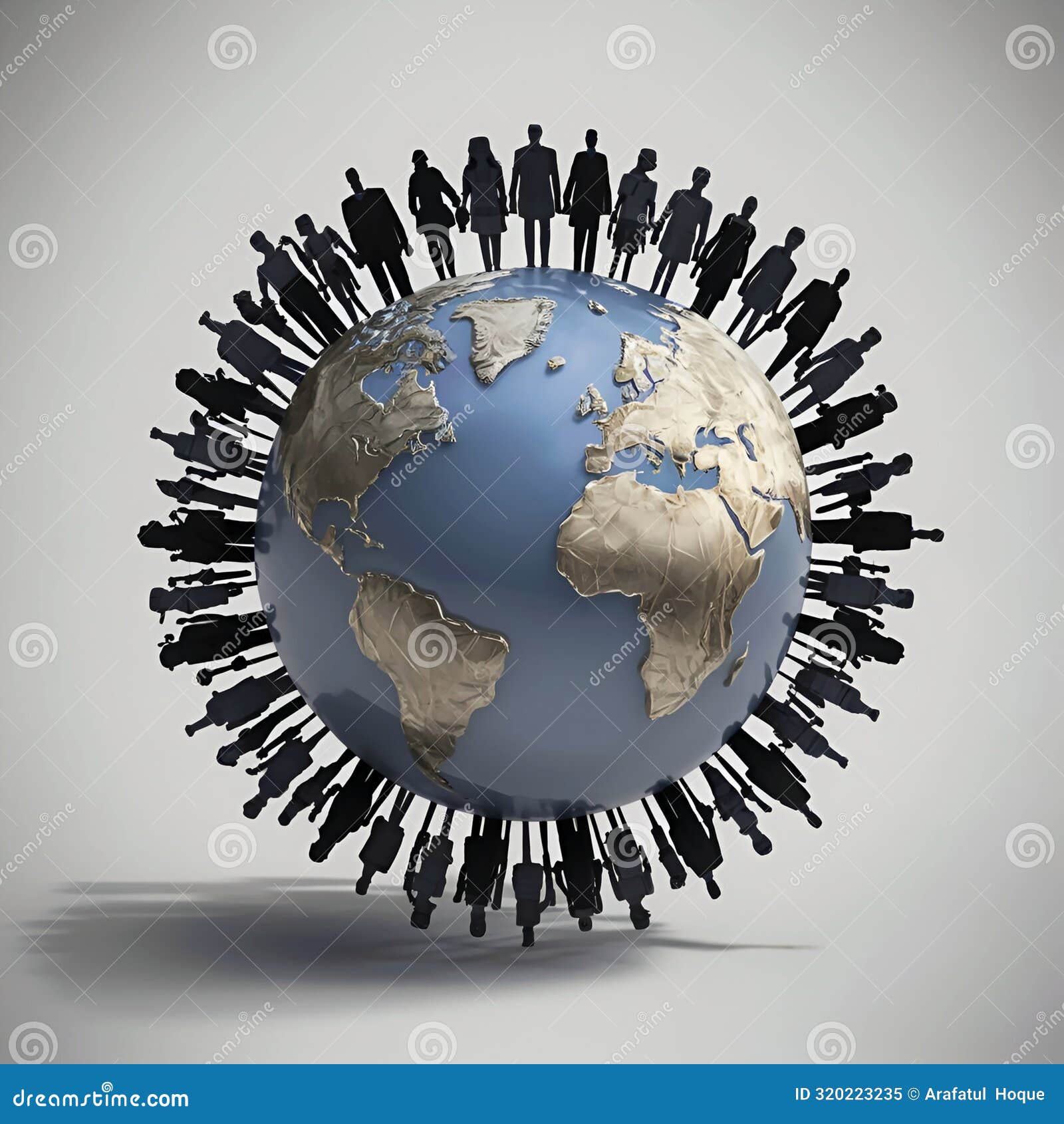 Digital Art of Diverse People Holding Hands Around an Earth Stock ...