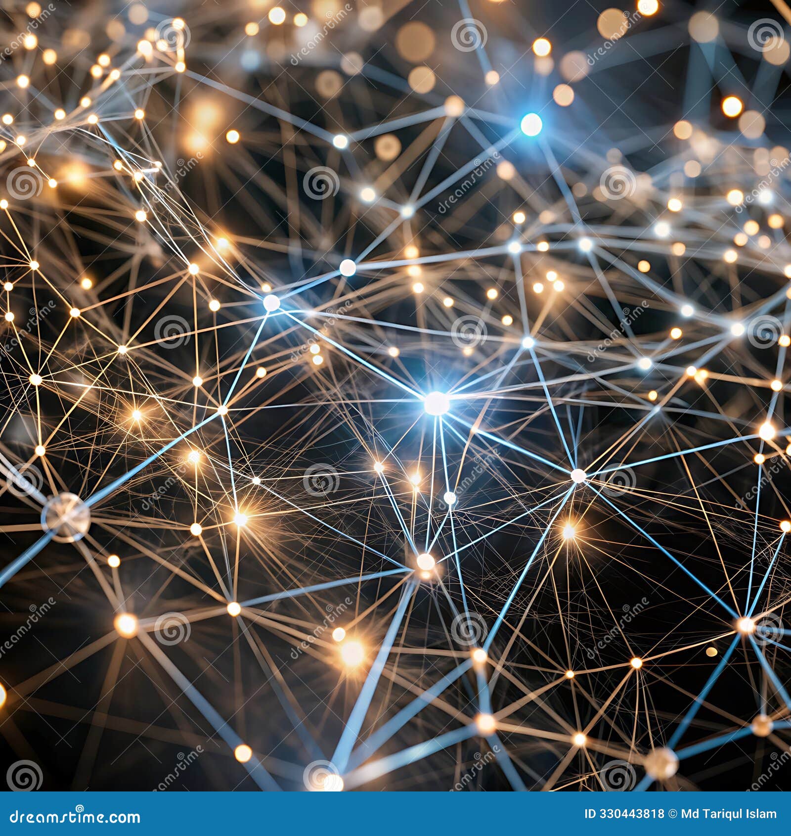 Digital Art Featuring a Network of Interconnected Nodes and Lines ...