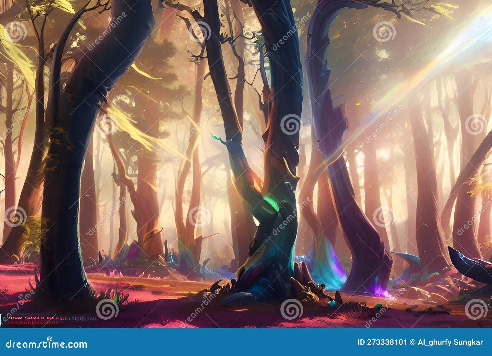 Digital Art Forest Background Wallpaper Stock Illustration ...