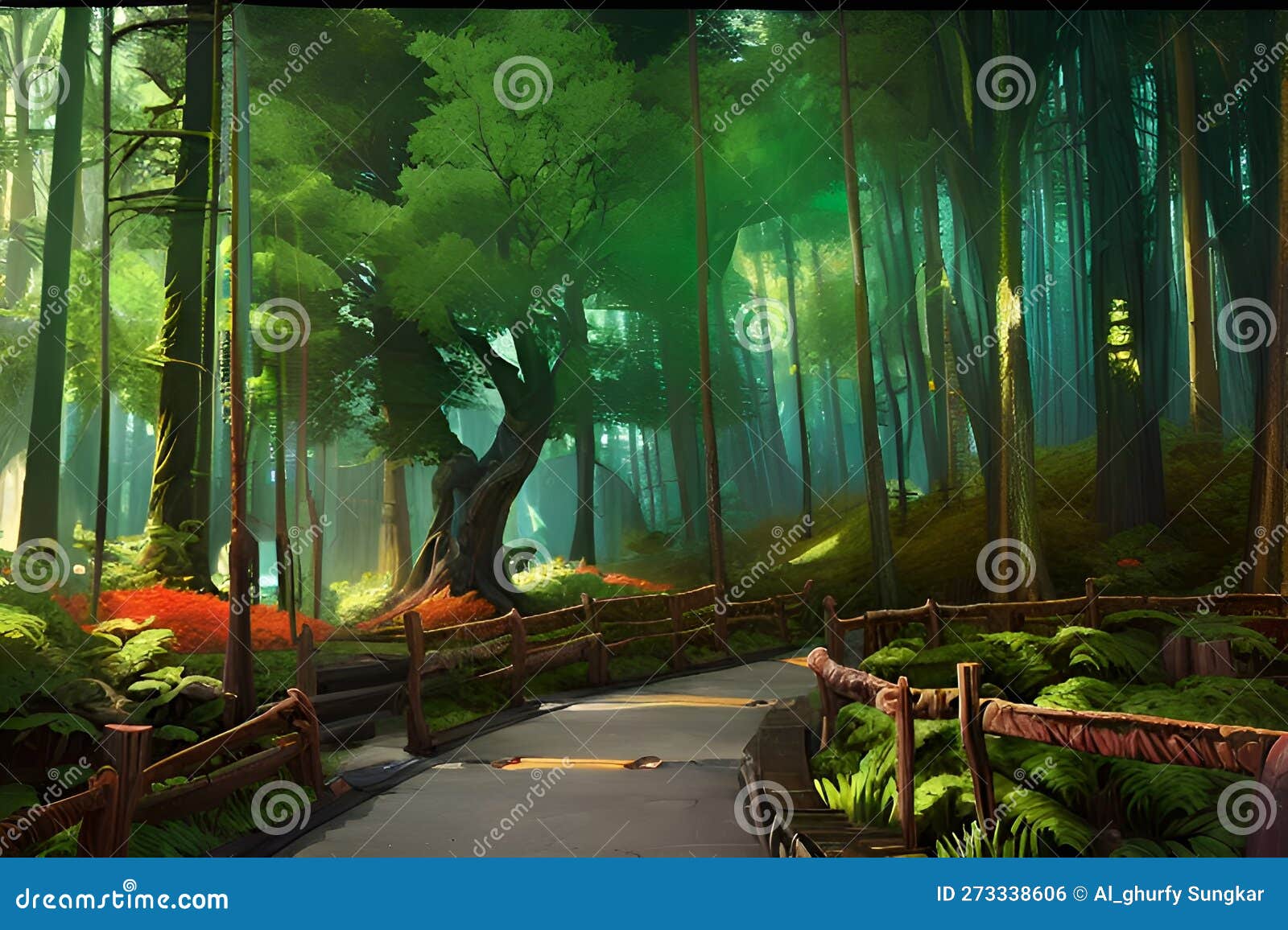 Digital Art Forest Background Wallpaper Stock Illustration ...