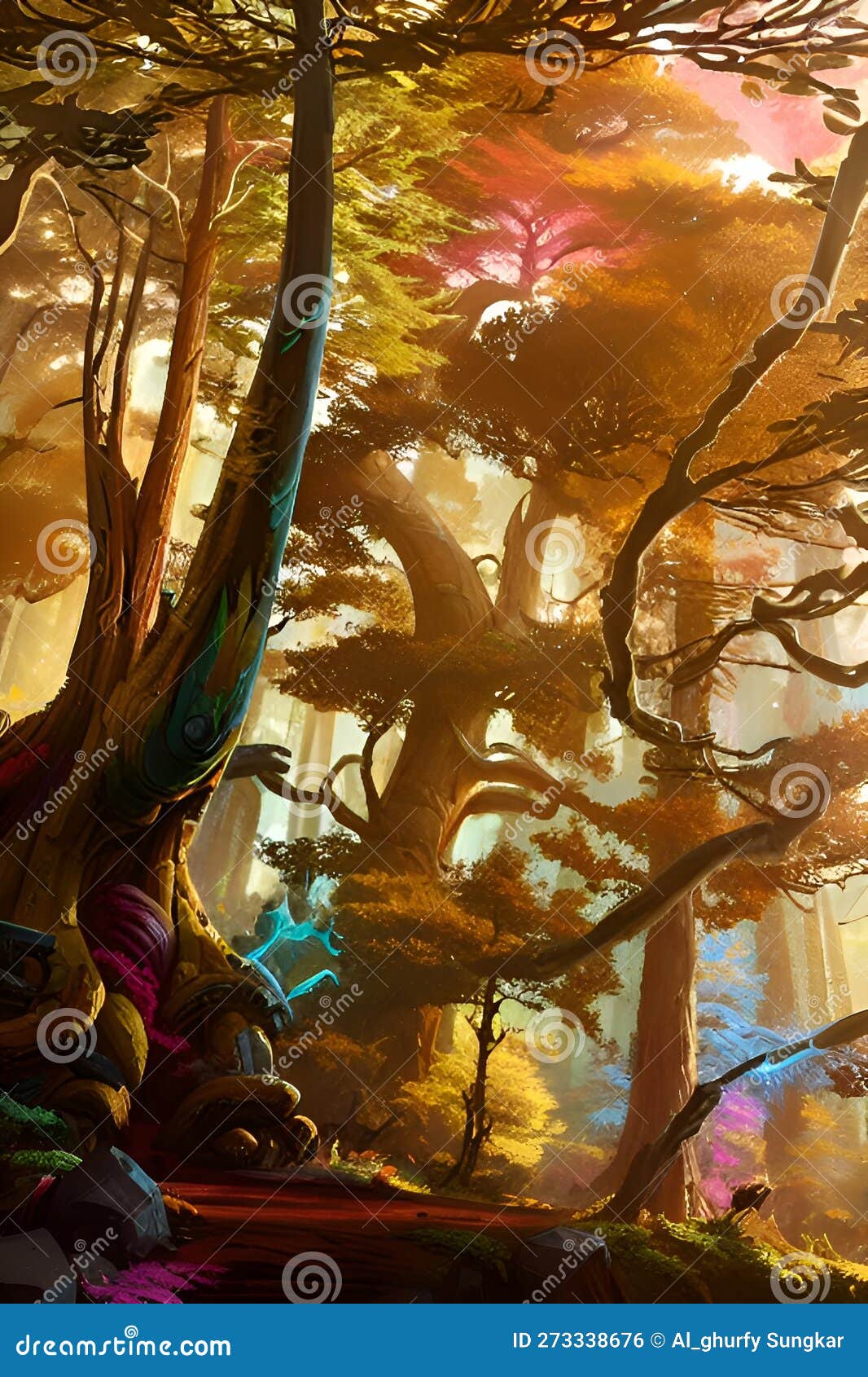 Digital Art Forest Background Wallpaper Stock Illustration ...