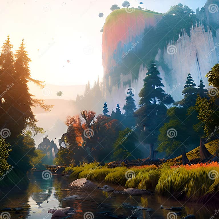 Digital Art Forest Background Wallpaper Stock Illustration ...