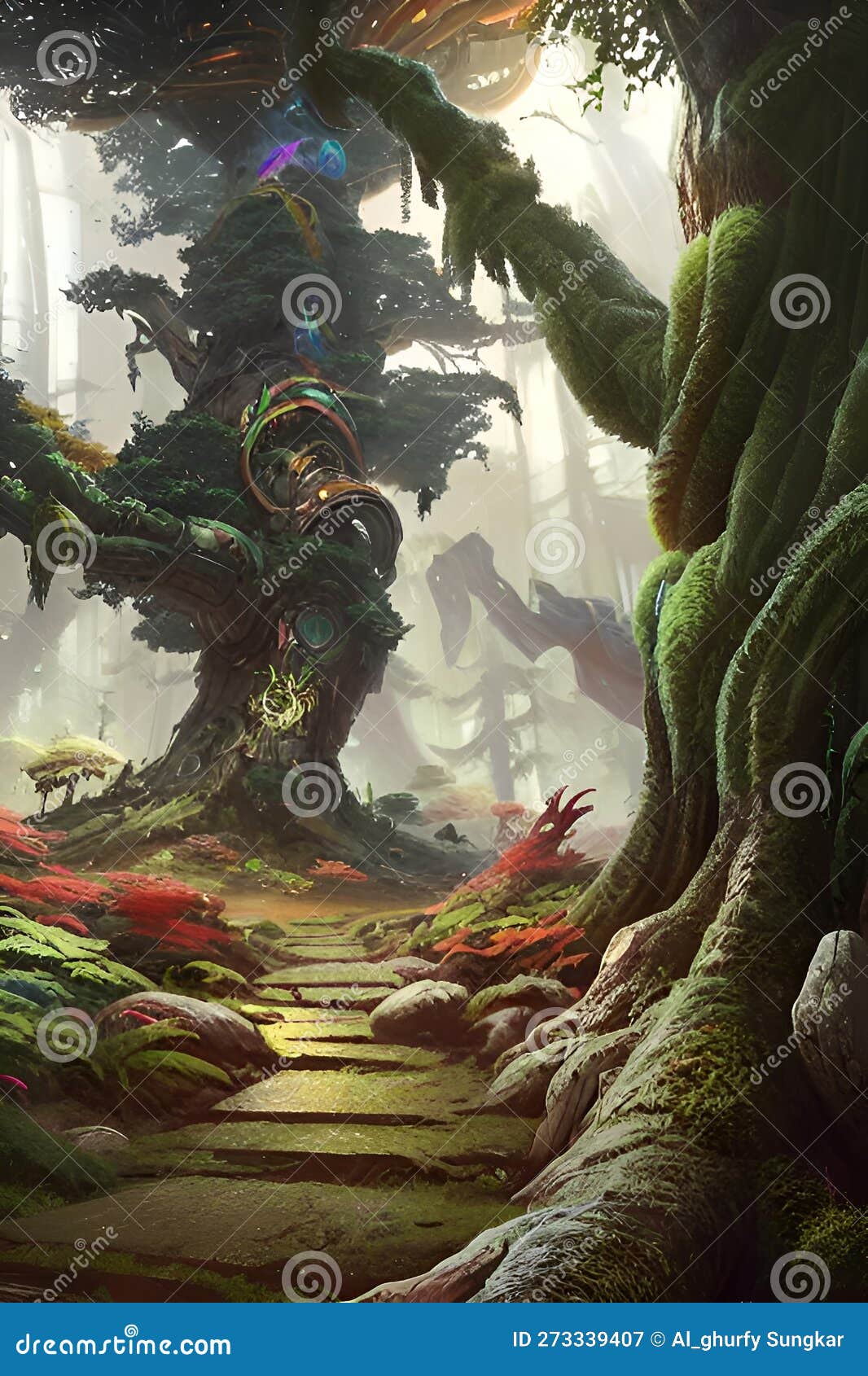 Digital Art Forest Background Wallpaper Stock Illustration ...