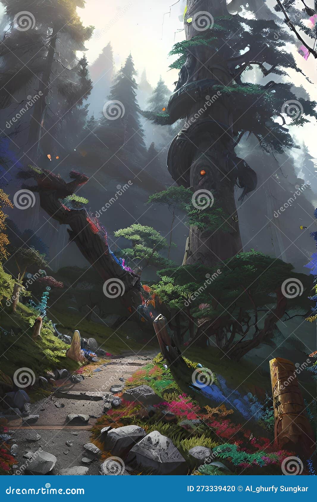 Digital Art Forest Background Wallpaper Stock Illustration ...