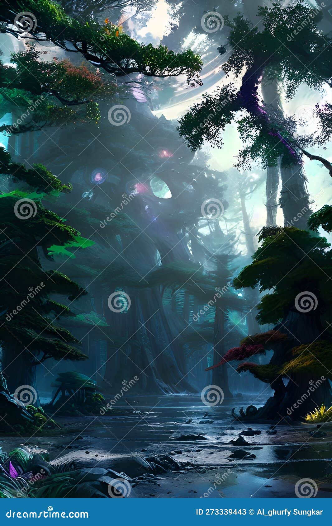 Digital Art Forest Background Wallpaper Stock Illustration ...