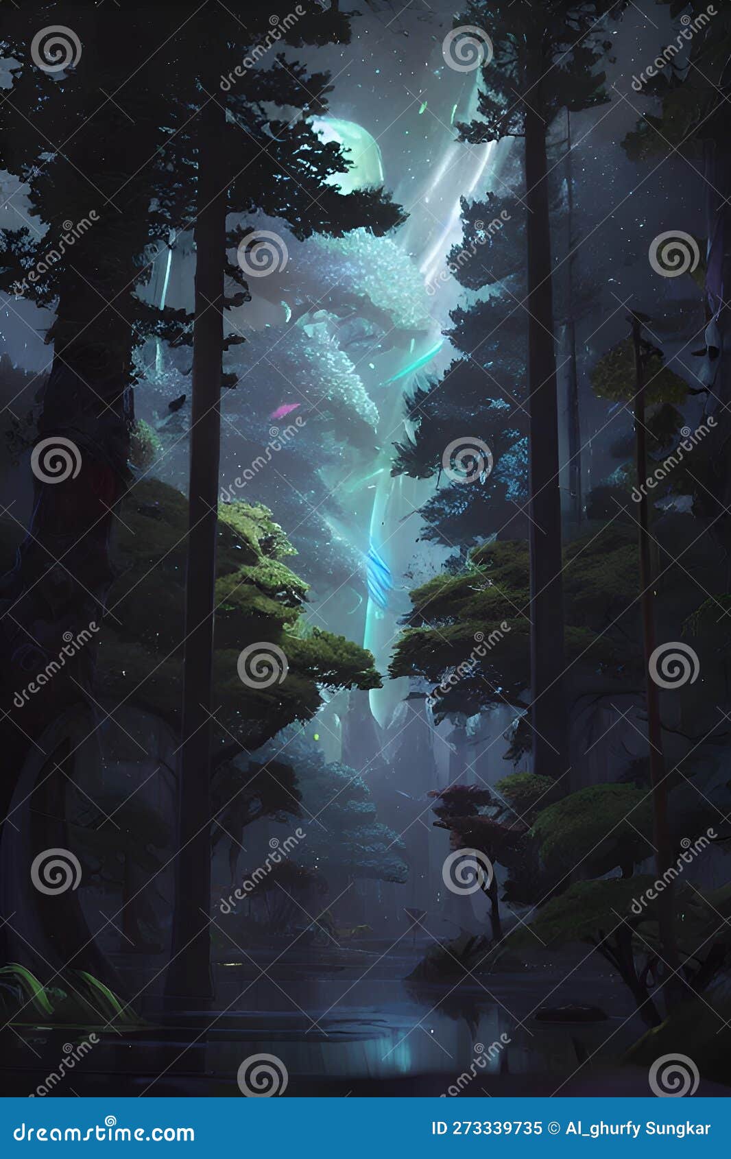 Digital Art Forest Background Wallpaper Stock Illustration ...