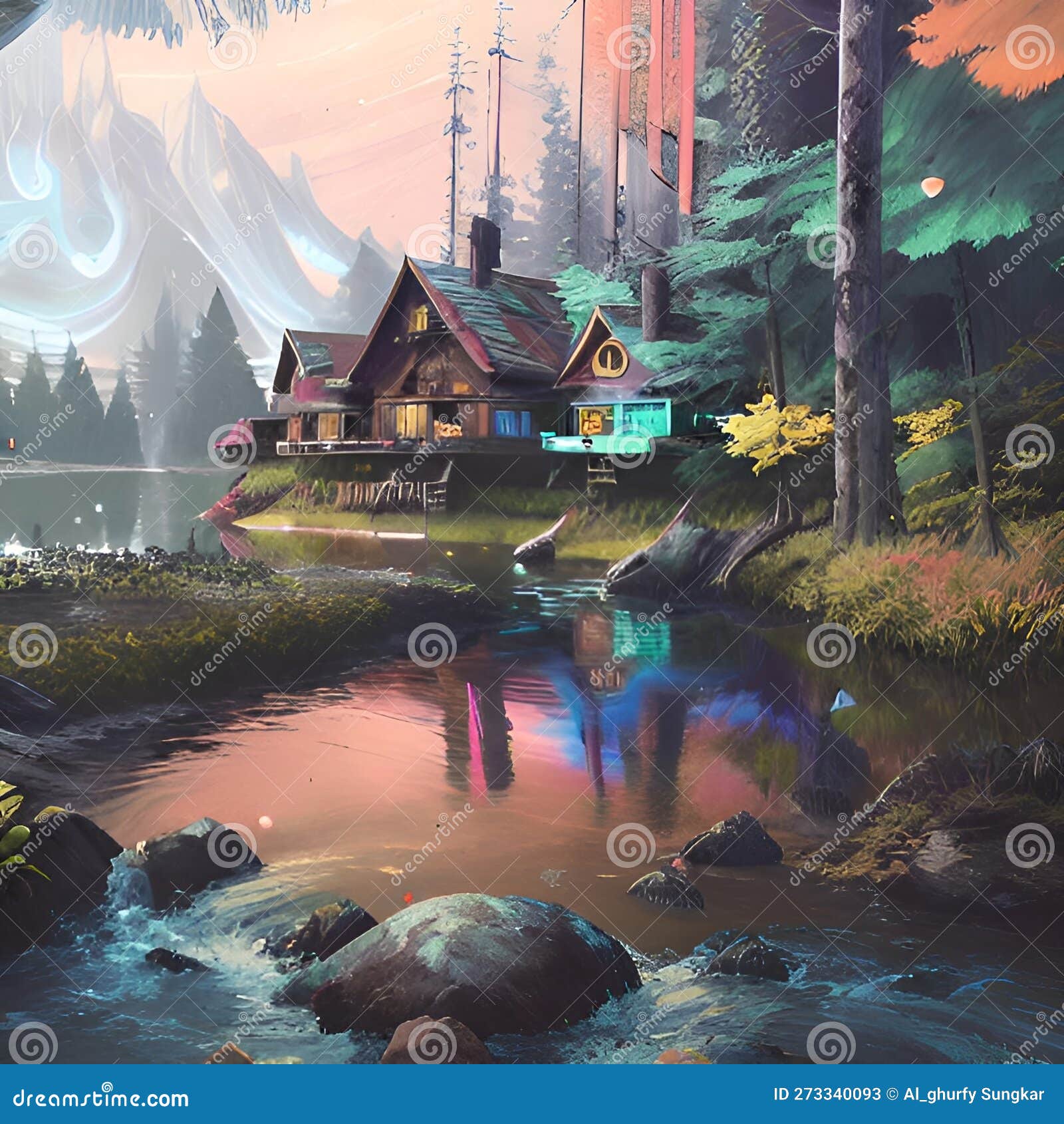 Digital Art Forest Background Wallpaper Stock Illustration ...