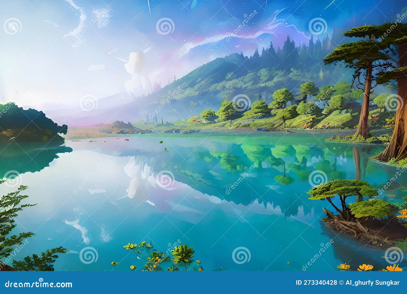Digital Art Forest Background Wallpaper Stock Illustration ...