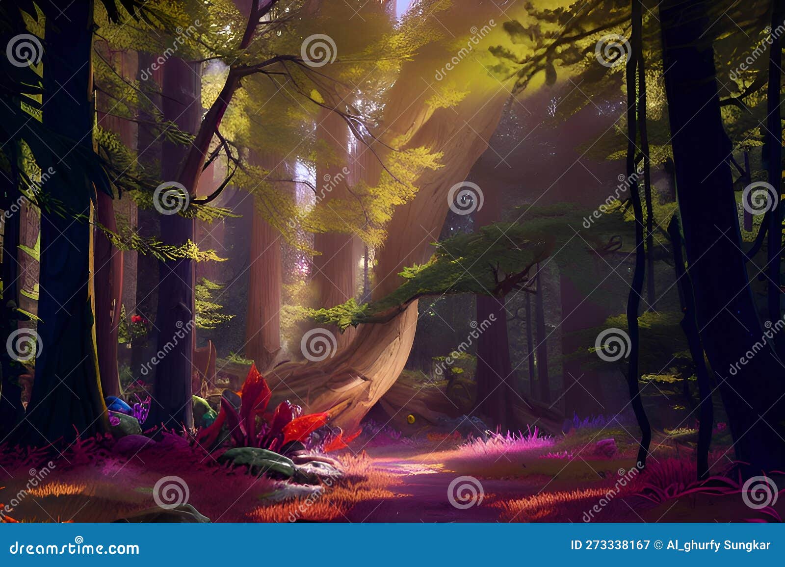 Digital Art Forest Background Wallpaper Stock Illustration ...
