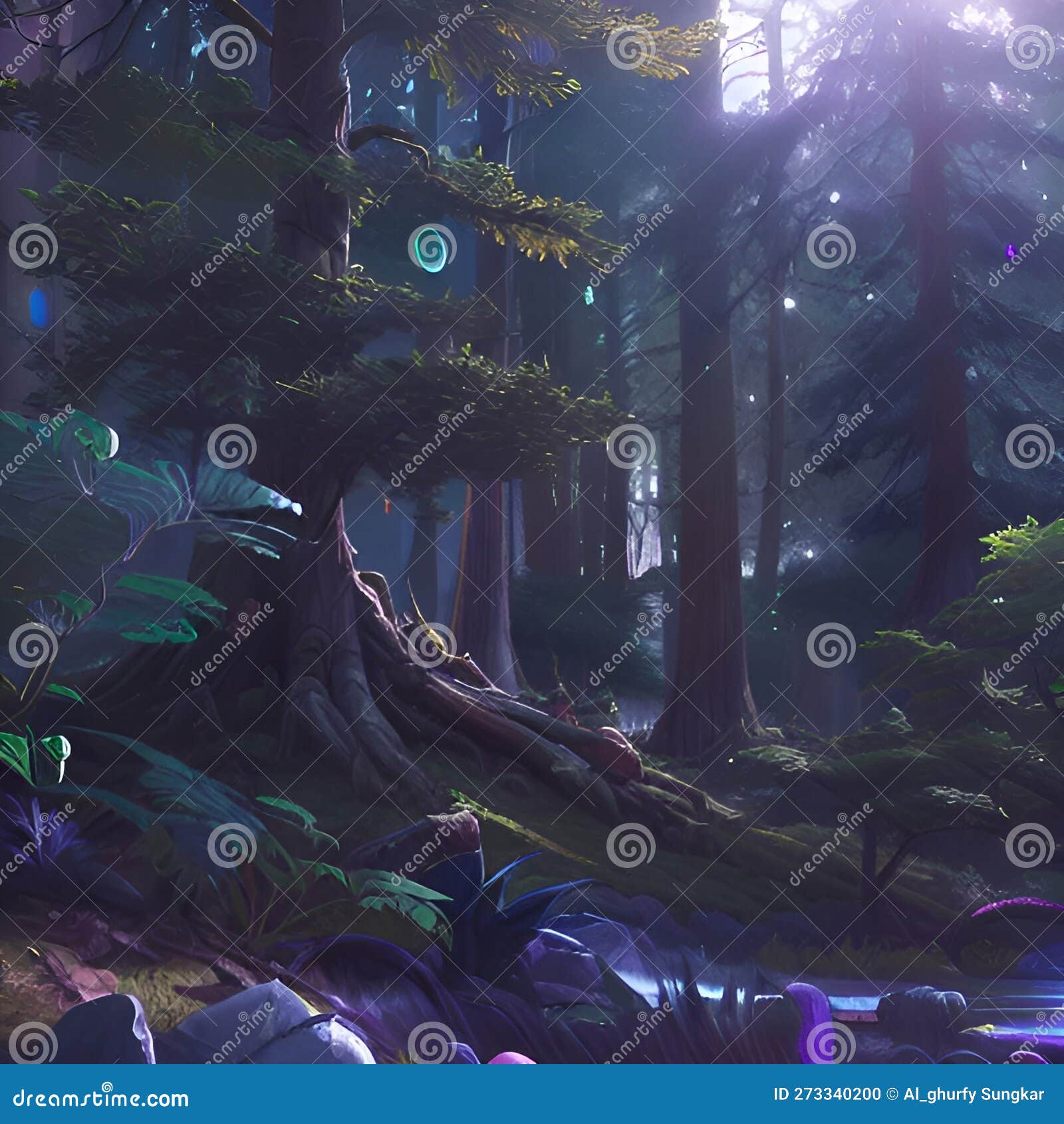 Digital Art Forest Background Wallpaper Stock Illustration ...