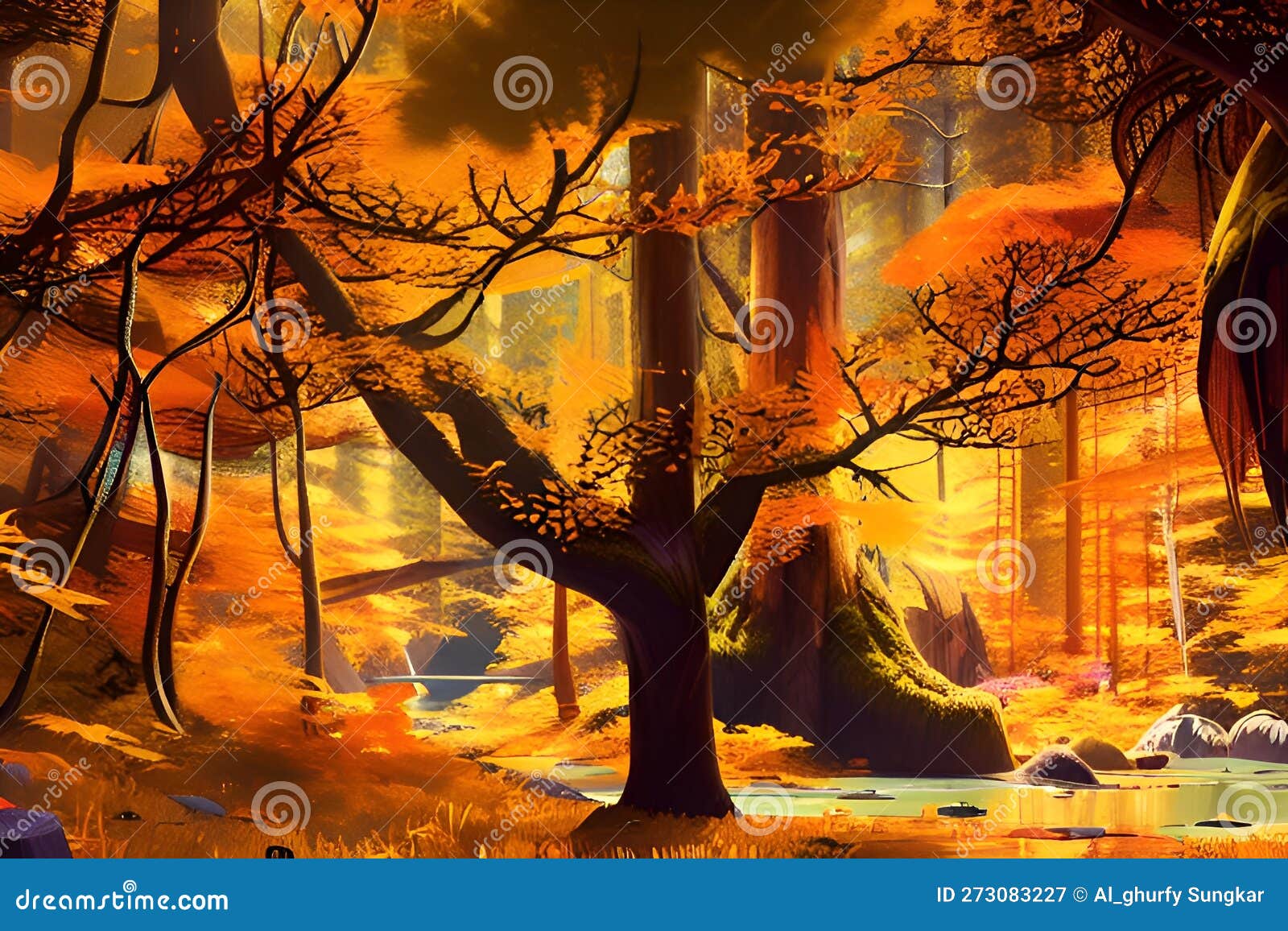 Digital Art Forest Background Wallpaper Stock Illustration ...