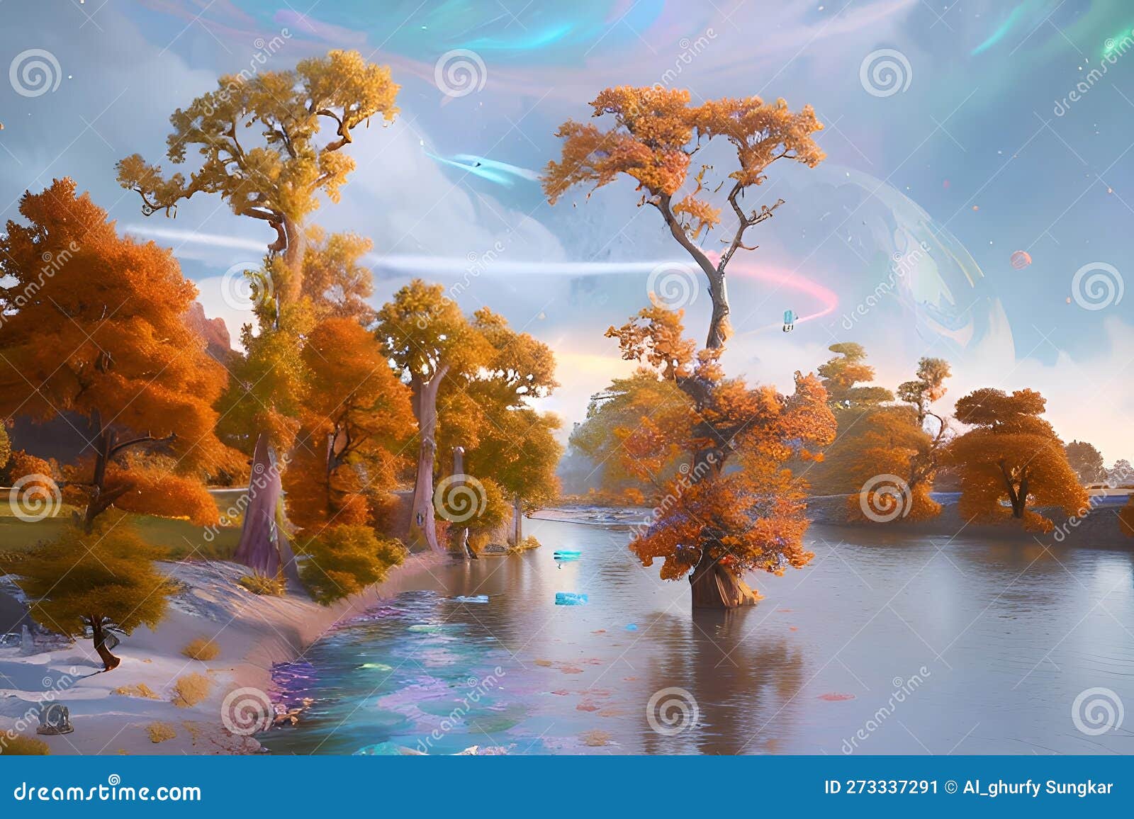 Digital Art Forest Tree Background Wallpaper Stock Illustration ...