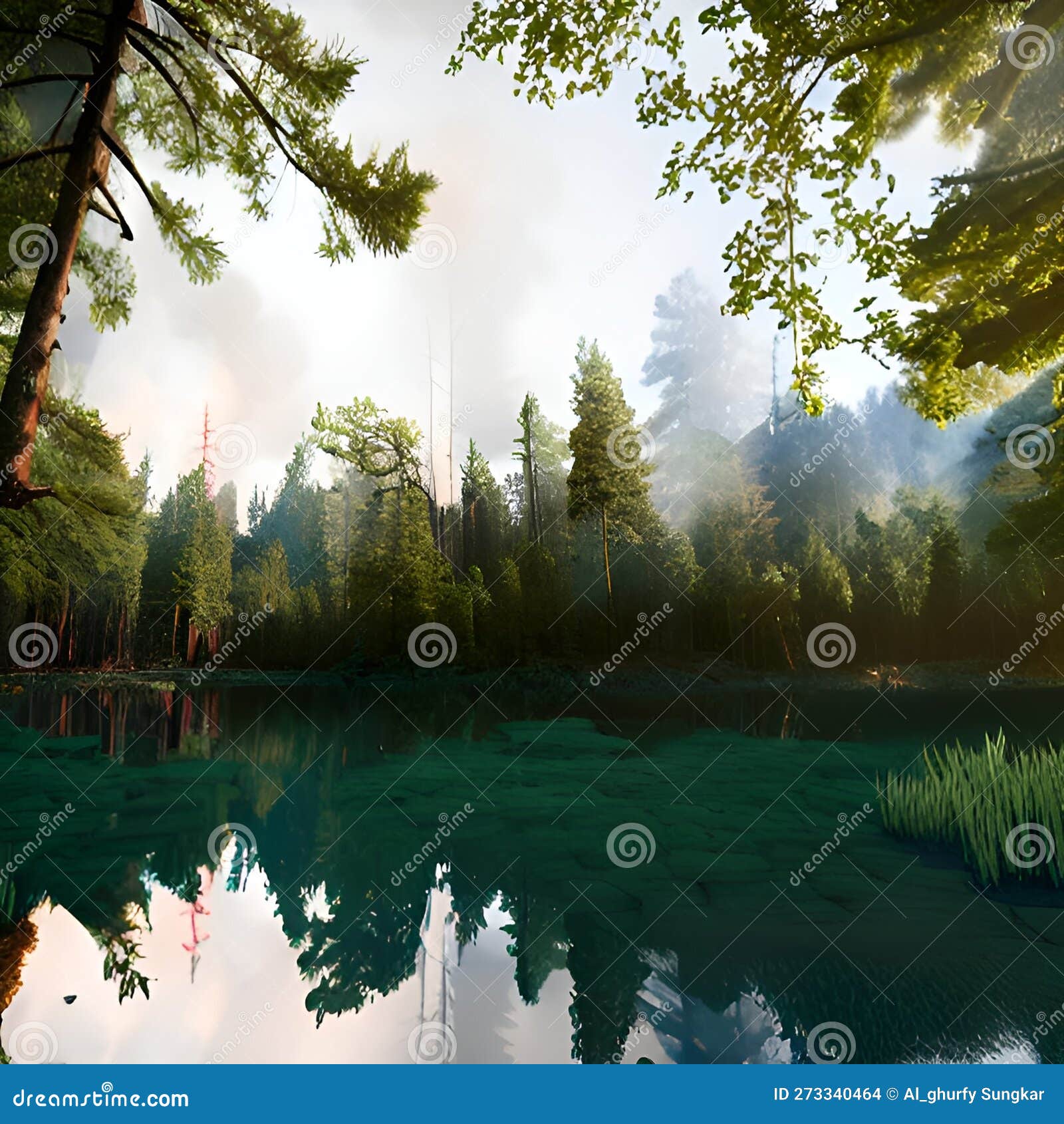 Digital Art Forest Tree Background Wallpaper Stock Illustration ...