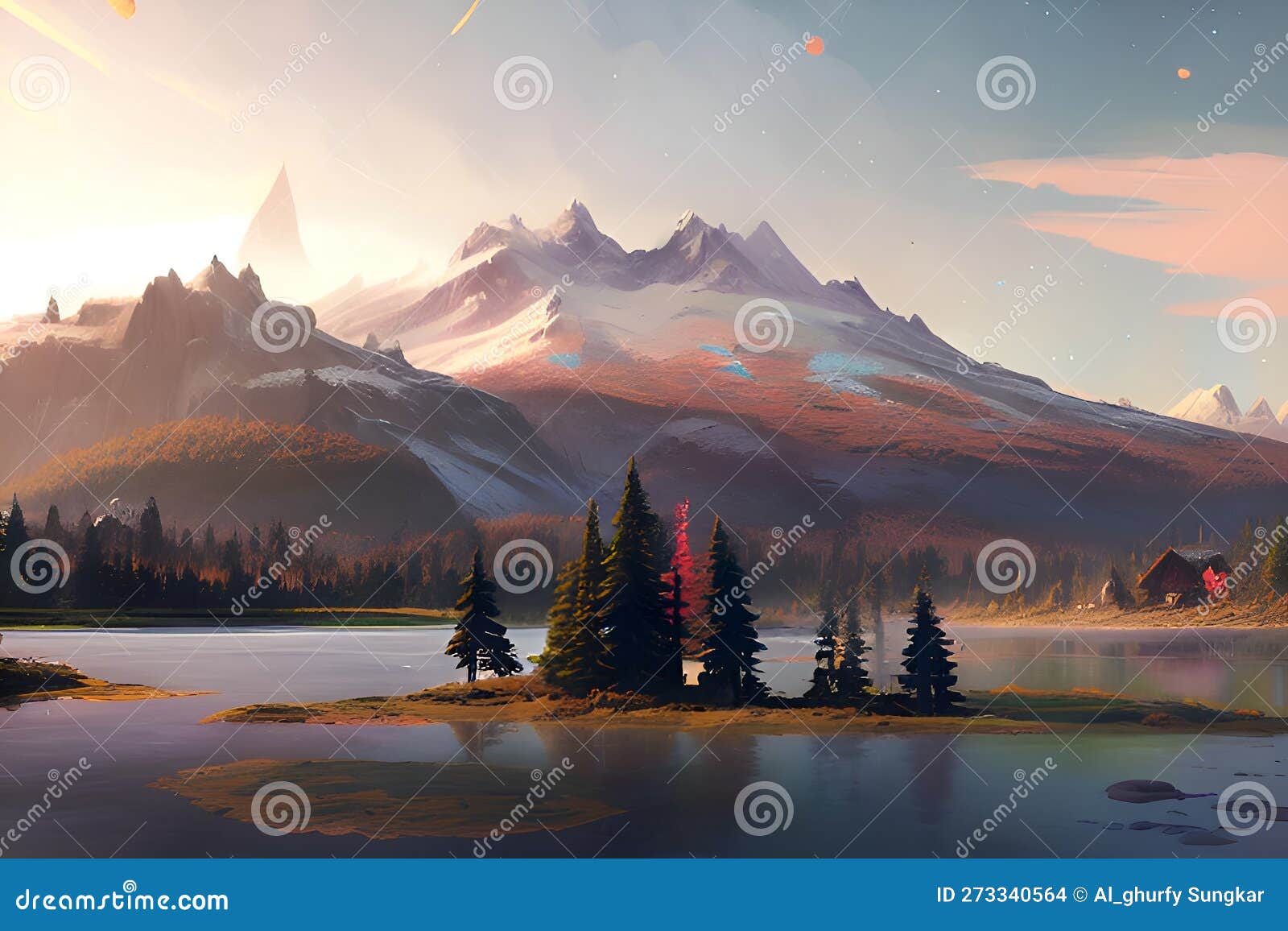 Digital Art Forest Tree Background Wallpaper Stock Illustration ...