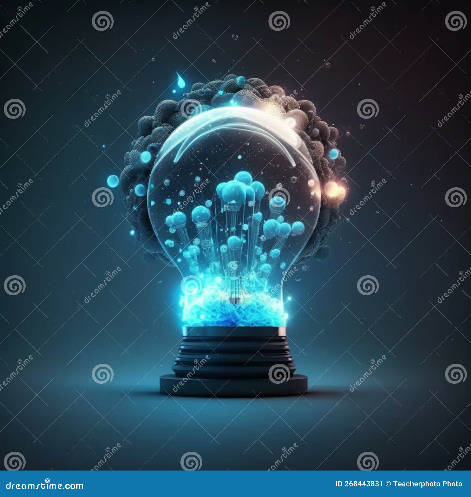 Digital Art Generative AI. 3d Light Bulb with Space Poly, Stars, and ...