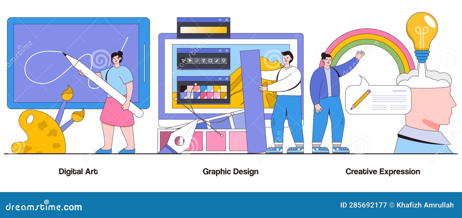 Digital Art, Graphic Design, Creative Expression Concept with Character ...