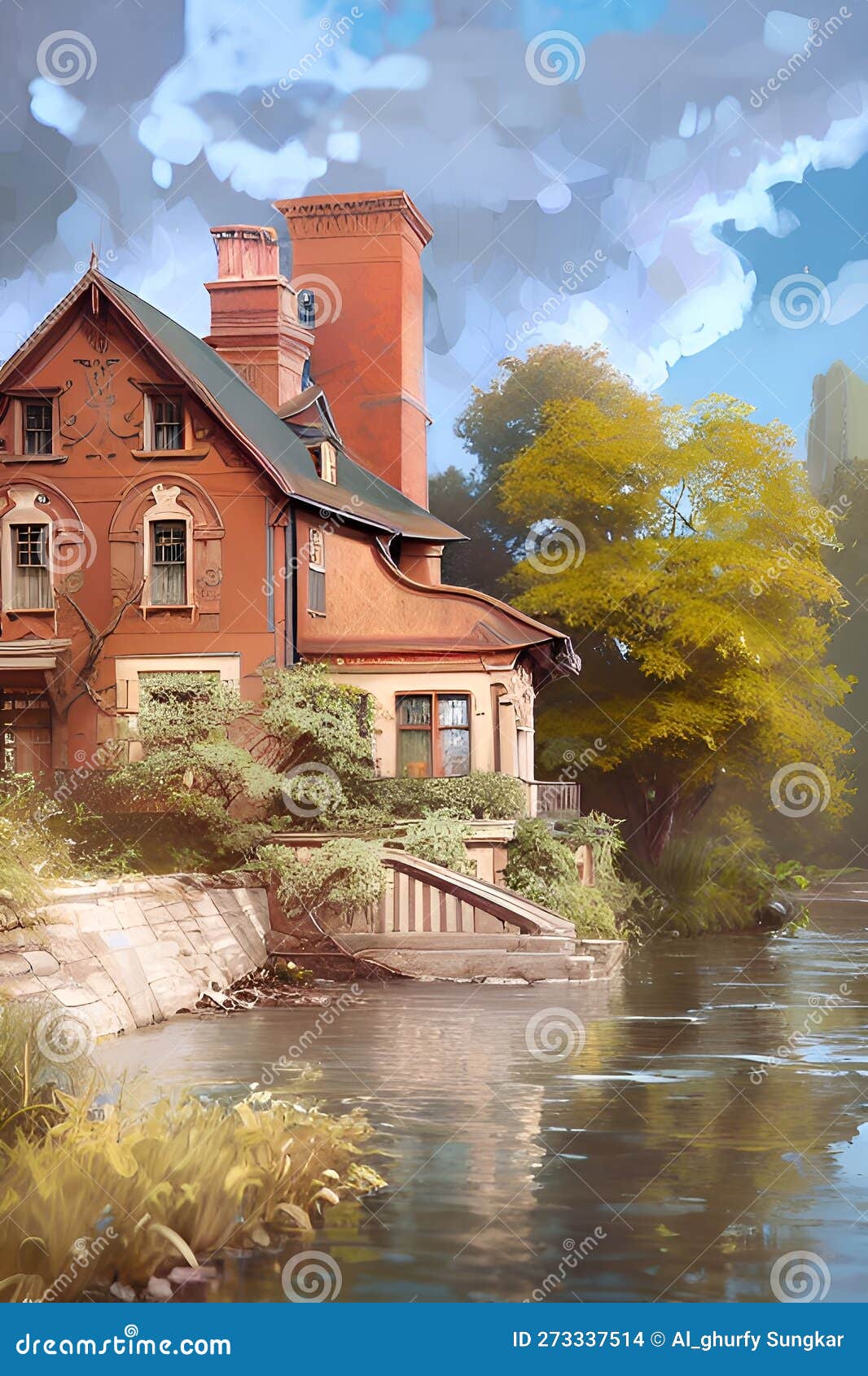 Digital Art House Background Wallpaper Stock Illustration ...