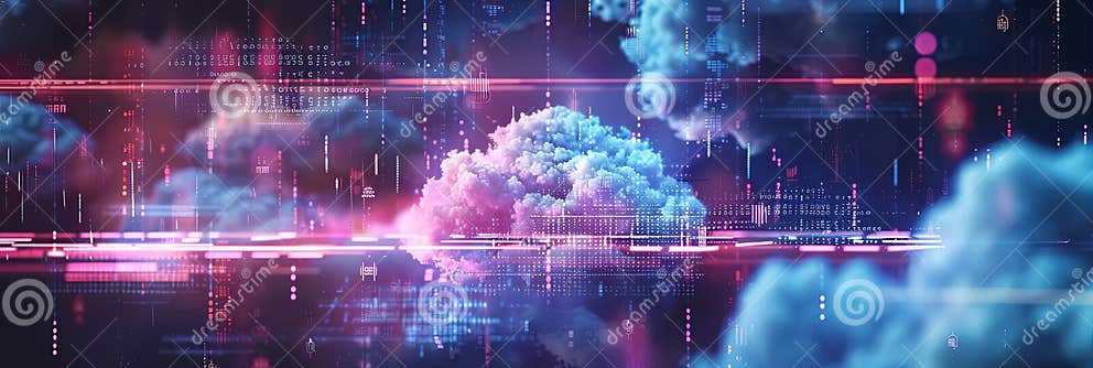 A Digital Art Image Depicting Cloud Computing with Abstract Clouds and ...