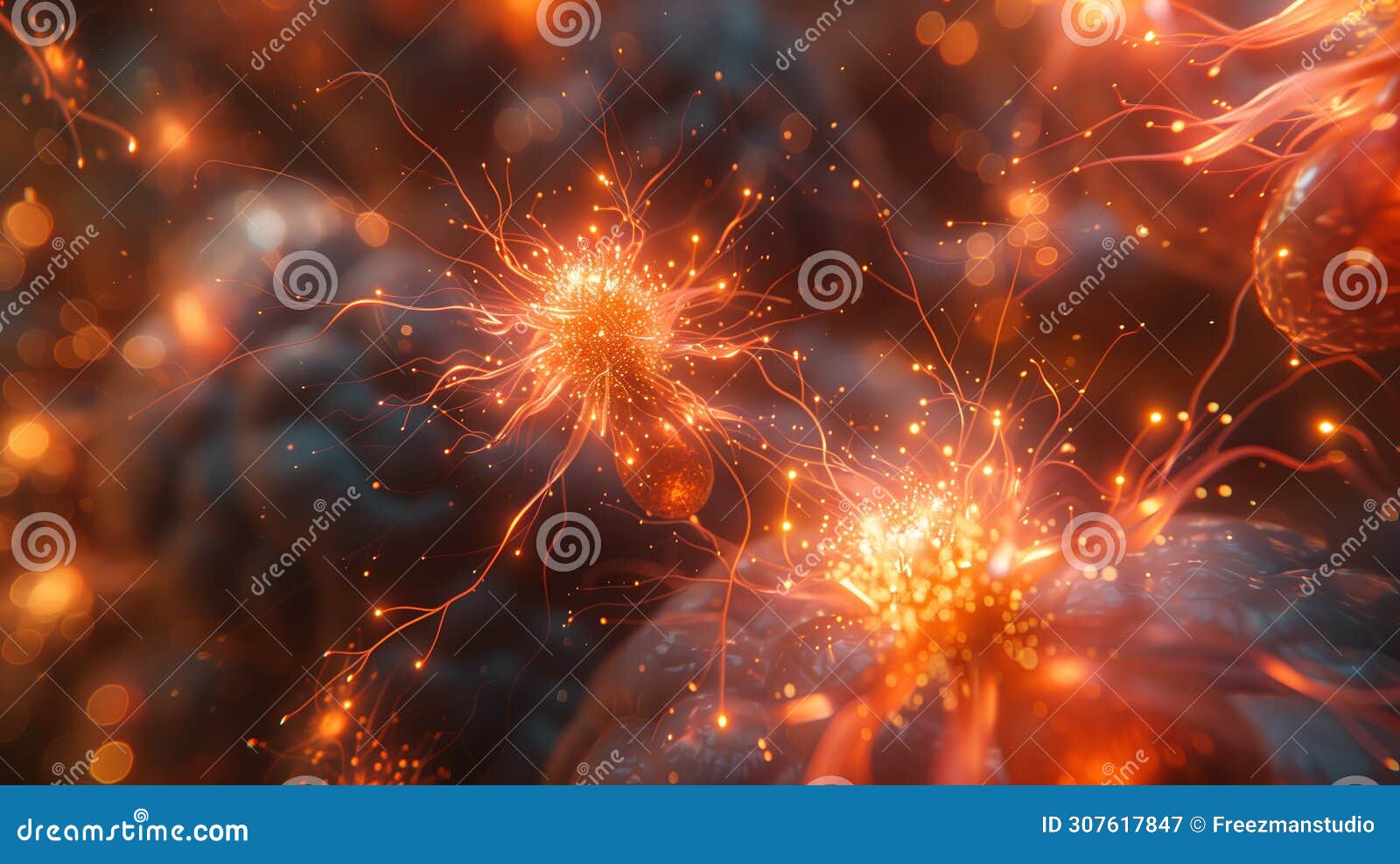 Digital Art Image of a Glowing Cell with Numerous Glowing Cells Inside ...