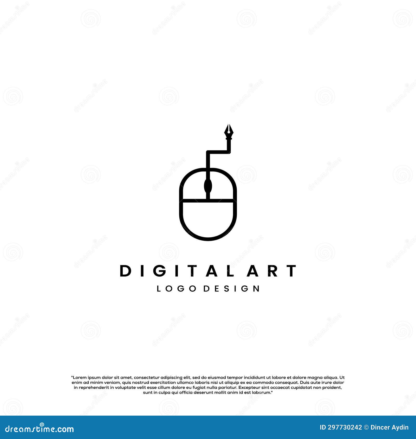 Digital Art Logo, Digital Writer Logo. Mouse with Pen Logo Design ...